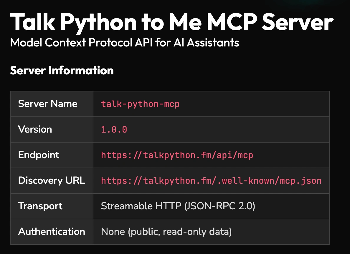 Announcing Talk Python AI Integrations | Talk Python Blog